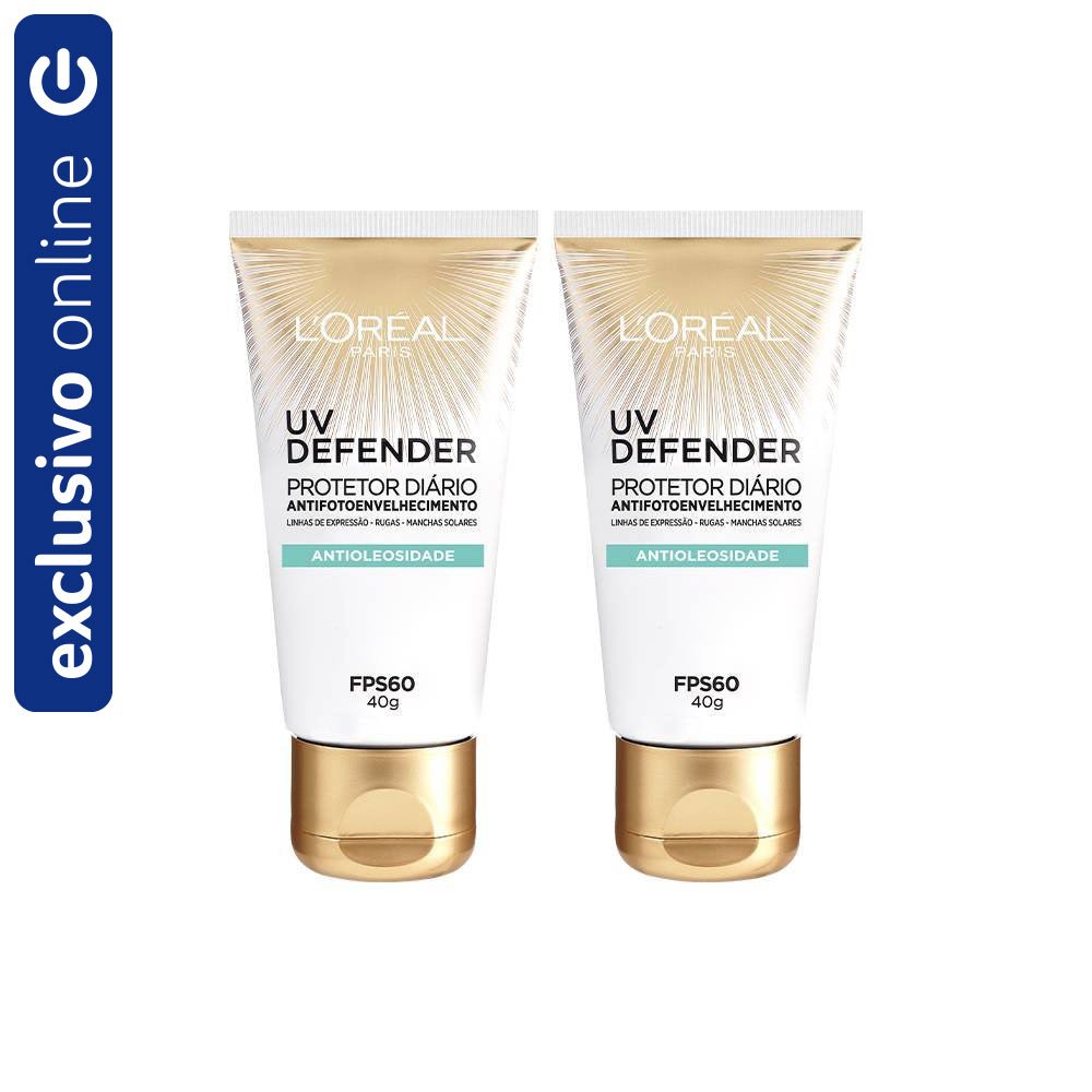 Kit L'Oréal Paris Protetor Solar Facial Uv Defender Antioleosidade Fps 60 40g 2 Unidades ...