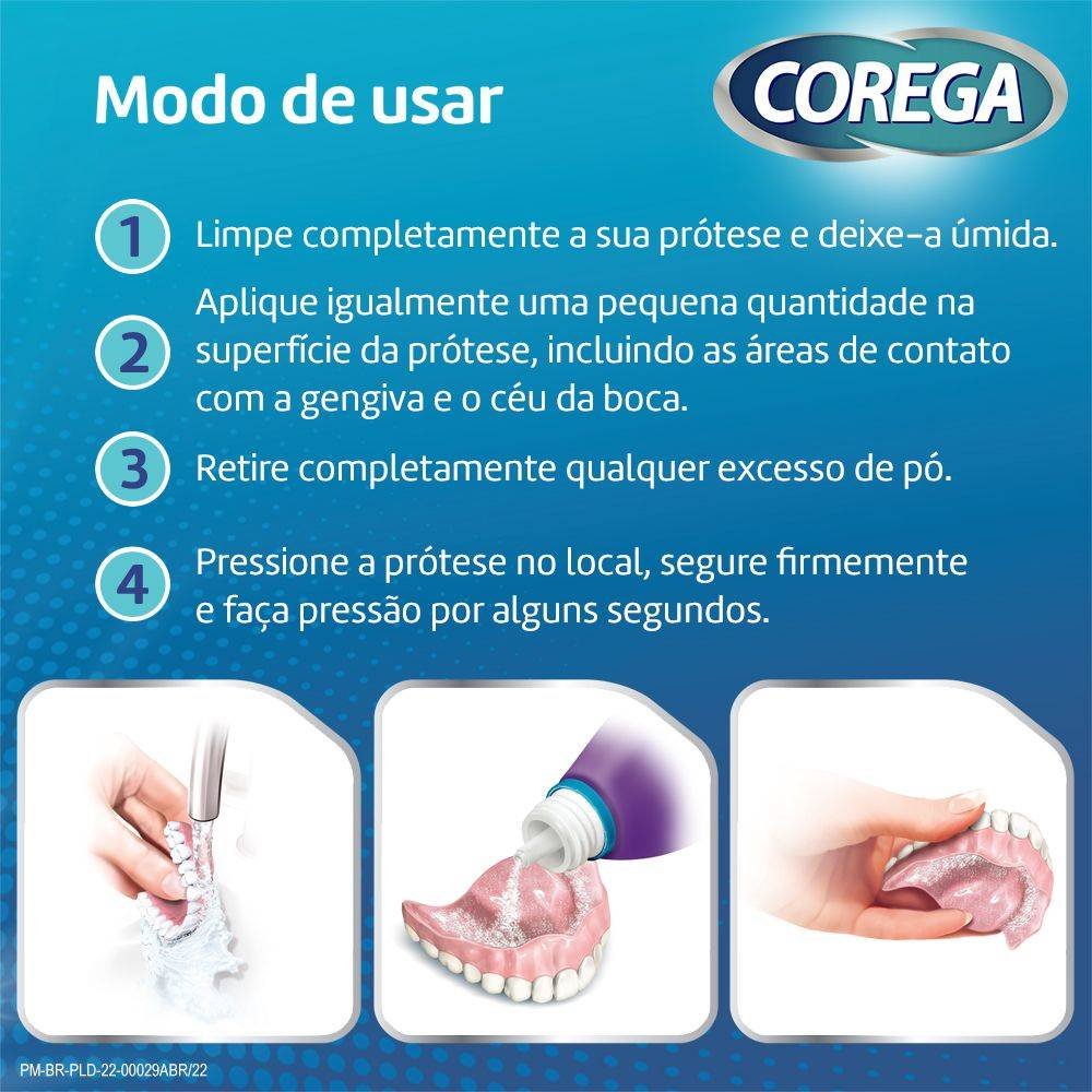 Kit Corega Pó 3 Em 1 Sabor Menta, Fixador De Dentadura Com Forte ...