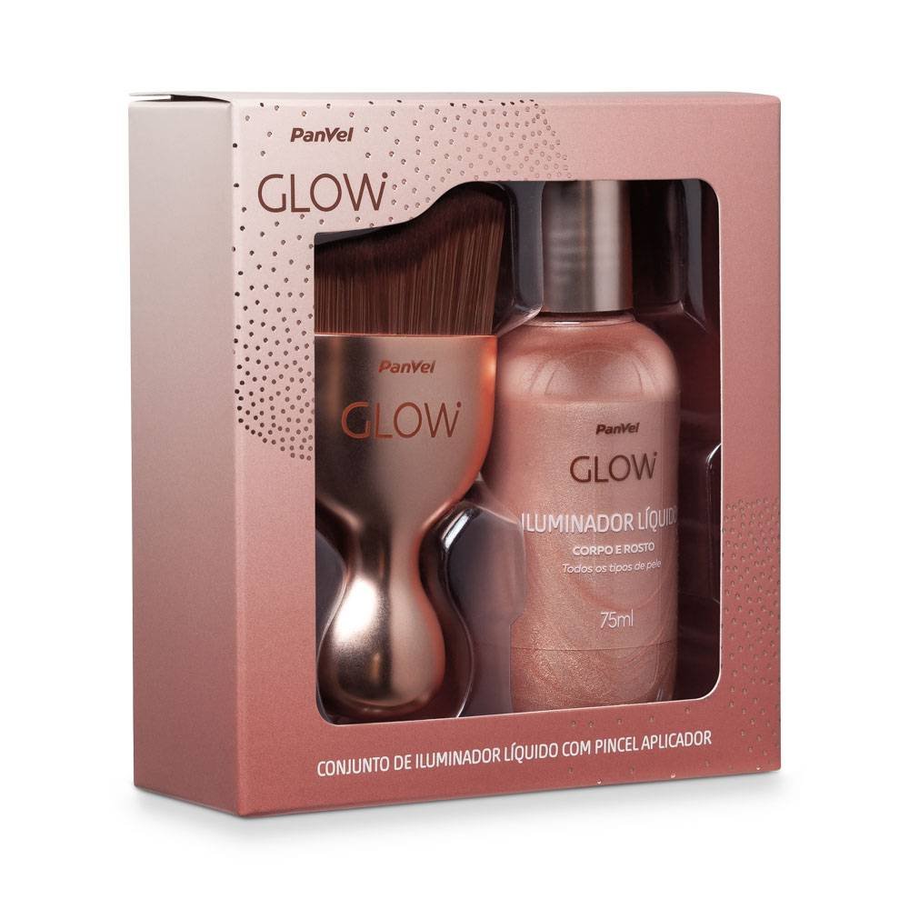 Conjunto Panvel Glow Com 1 Iluminador Corporal E 1 Pincel Aplicador ...
