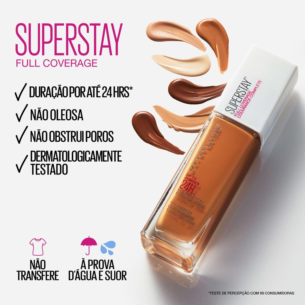 Base Longa Duração Maybelline Superstay Full Coverage 312 Golden 30ml ...