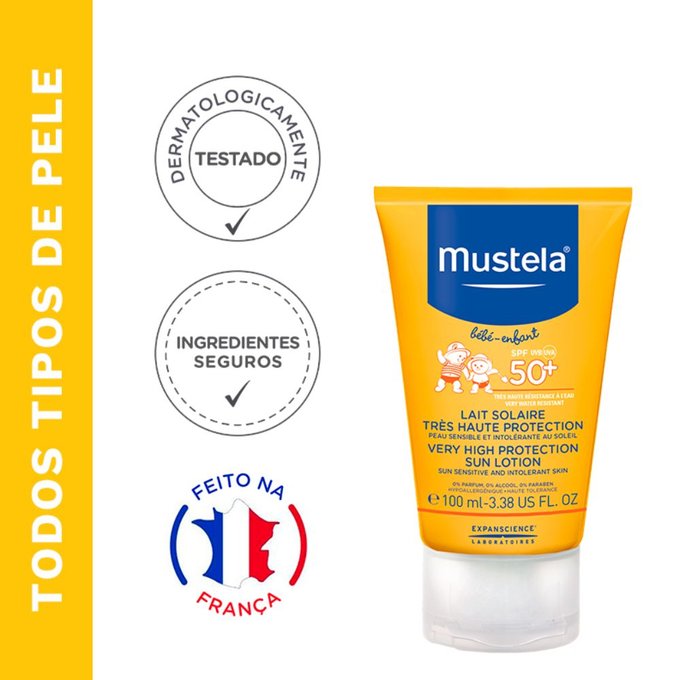 Protetor Solar Infantil Mustela Fps 50 100ml - PanVel Farmácias