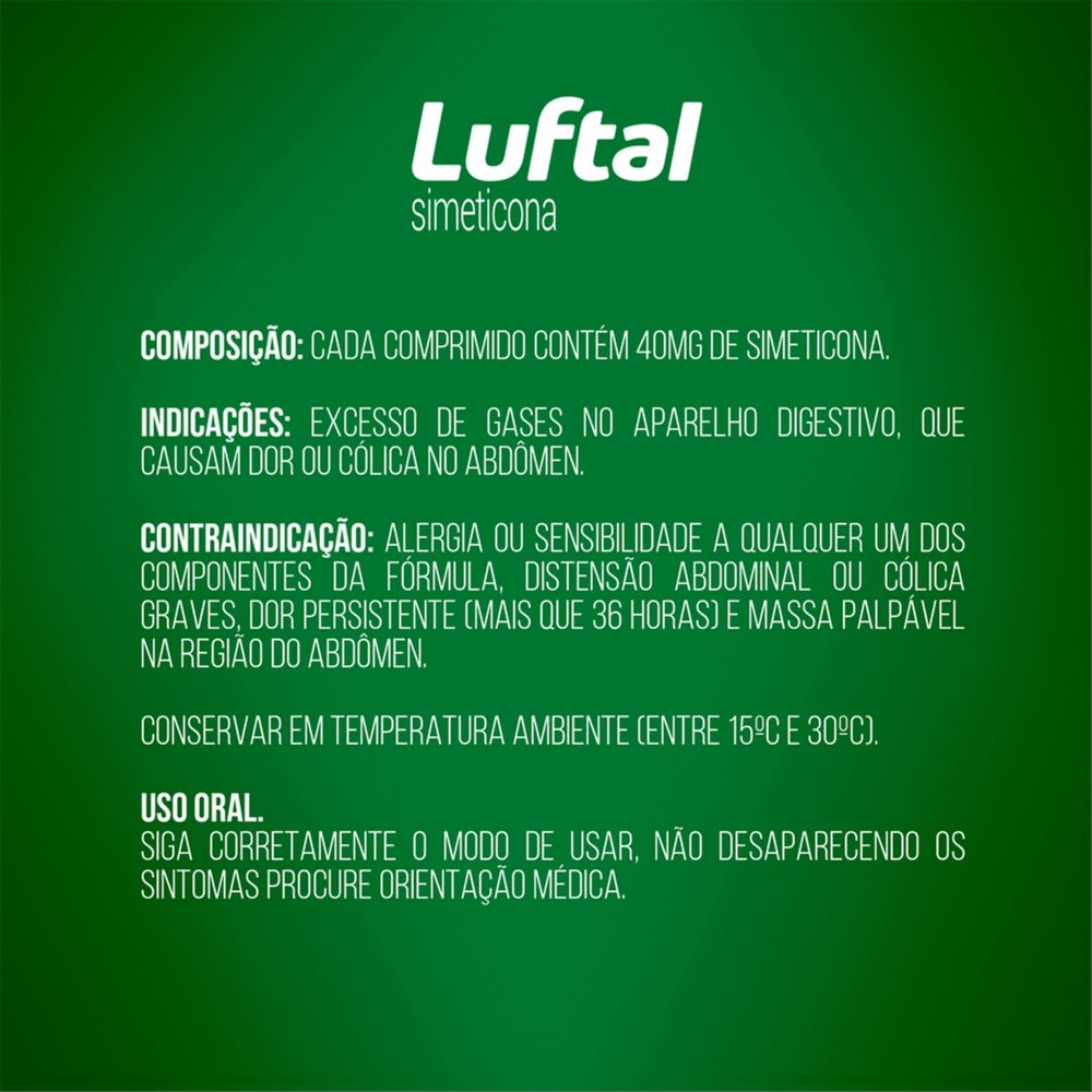 Luftal Simeticona 40mg Com 20 Comprimidos - PanVel Farmácias
