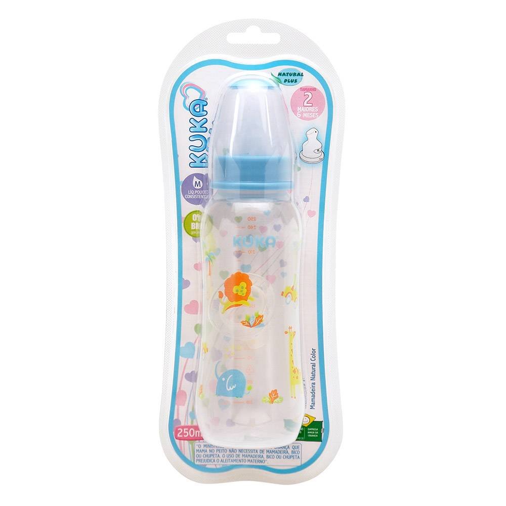 Mamadeira Kuka Natural Plus Azul 250ml - PanVel Farmácias
