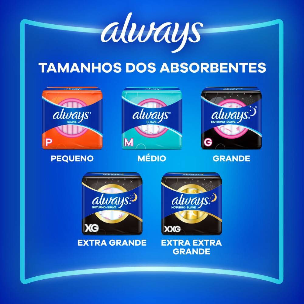 Absorvente Always Tamanho Xxg Suave Com Abas Noites Tranquilas 10 ...