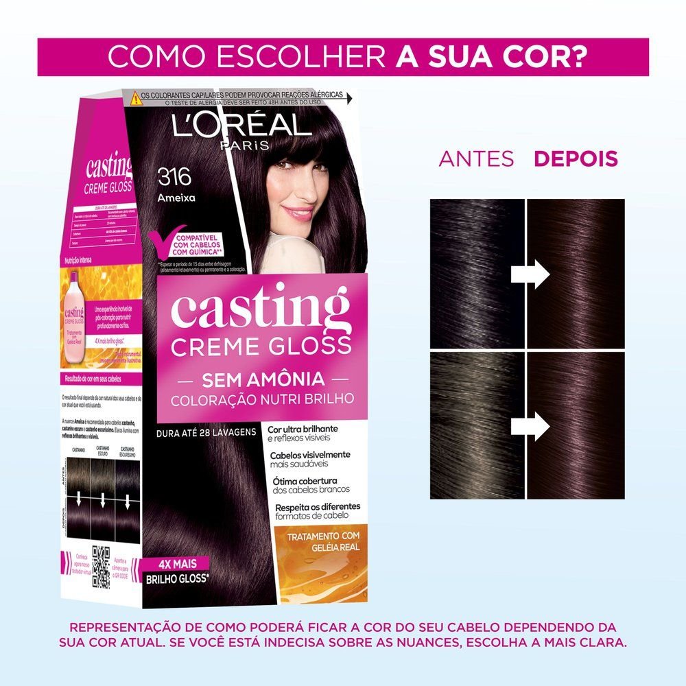 Tinta De Cabelo Casting Creme Gloss De L Oréal Paris 316 Ameixa 246g ...