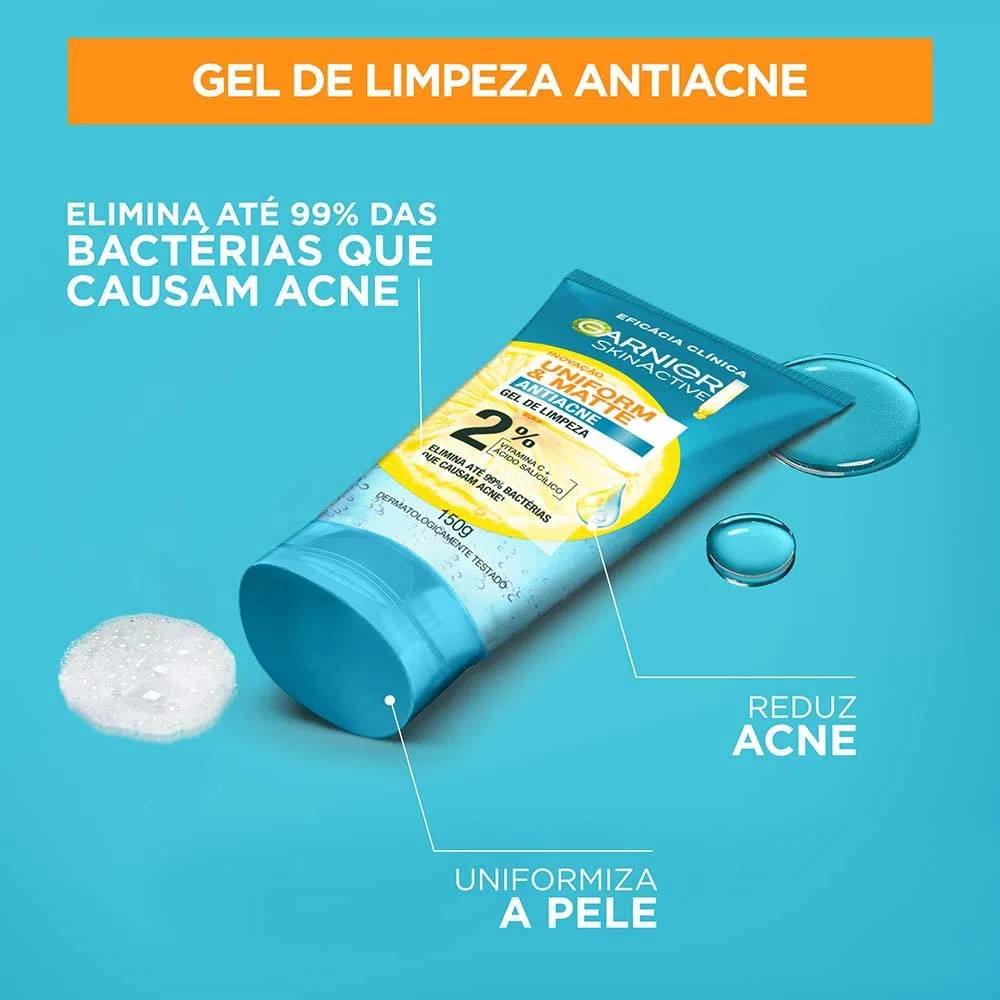 Gel De Limpeza Antiacne Garnier Uniform & Matte 150g - PanVel Farmácias